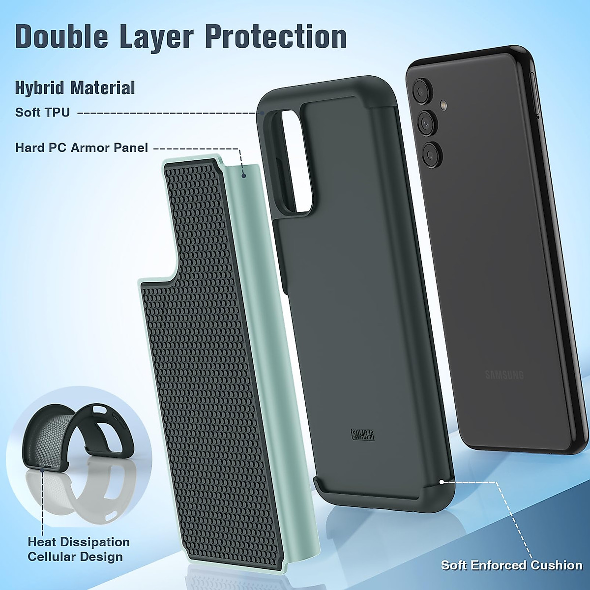 BNIUT for Samsung Galaxy A13 5G Case: Dual Layer Protective Heavy Duty Cell Phone Cover Shockproof Rugged with Non Slip Textured Back - Military Protection Bumper Tough - 6.5inch (Green)