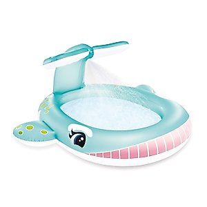 Intex Inflatable Whale Kiddie Pool: Built-in Water Sprayer – Convienient Drain Plug – Durable Vinyl – 79" x 77" x 36" – Ages 3+