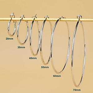 OOOPEL 2mm Sterling Silver Big Hoop Earrings For Women Sterling Silver Hoop Earrings Large Silver Hoop Earrings Womens Hypoallergenic Circle Endless Thin Hoop Oversize Silver Hoop Earrings For Women