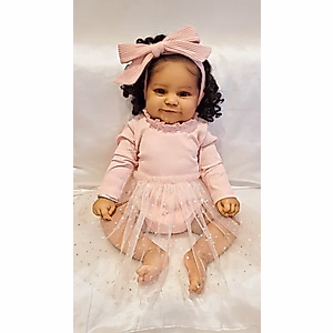 Angelbaby Reborn Real Life Baby Dolls 24inch Soft Silicone Realistic Weighted Dark Brown Skin Newborn Reborn Toddler Girl Doll Detailed Toys for Children Gifts