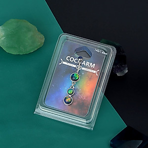 COCHARM 14g White Opal Belly Button Rings Surgical Steel Dangle Navel Rings for Women Dangly Navel Piercing Jewelry Dangling Belly Piercing Belly Bar