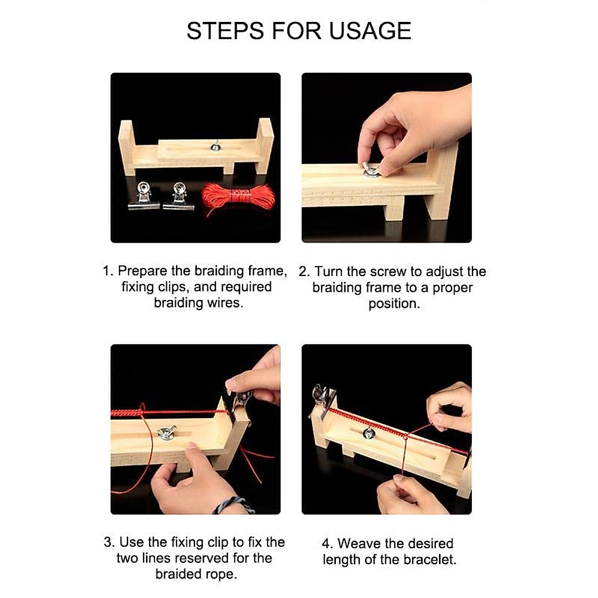 kekafu Wooden Jig Bracelet Maker Wristband Maker Kit, Adjustable Length Paracord Bracelet Maker, Safety Lanyards Weaver DIY Cord Knitting Braiding Tool for Wristband