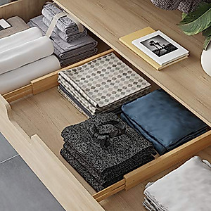 BAMEOS Drawer Dividers Bamboo Separators Organization Expandable Organizers for Kitchen Bedroom Bathroom Dresser Office 4-pack