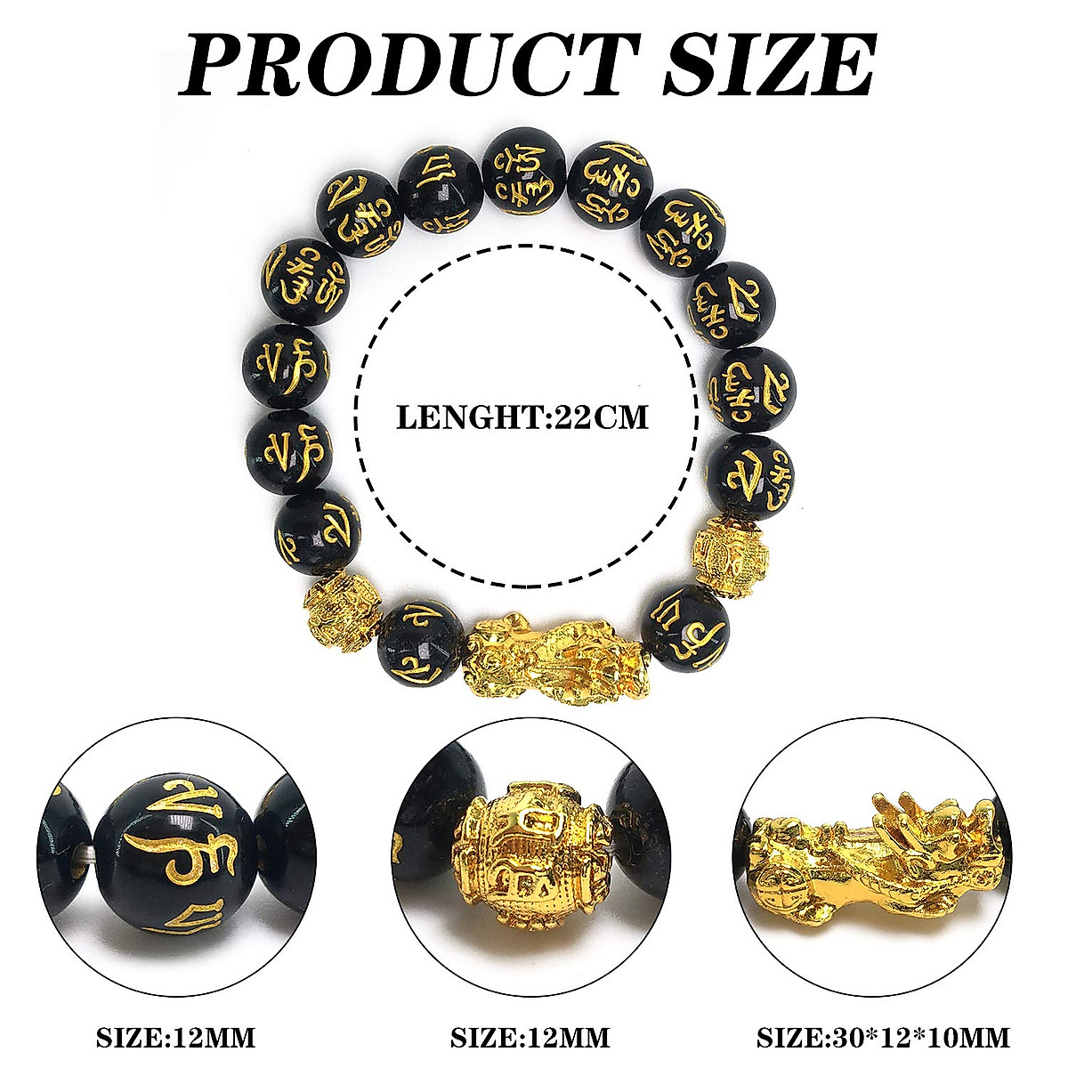 Black Obsidian Wealth Bracelet, 2 Pcs Pi Xiu Bracelet Good Luck Bracelets for Women Men Attract Wealth Money Jewelry