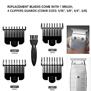 3 Pack Replacement Blades Compatible with T Outliners Trimmer，Compatible with andis GTX/GTO ，Suitable for Hair Clippers Model #04710/04521, Silver