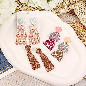 Caydo Silk Screen Stencils for Polymer Clay, 12 PCS Reusable Silkscreen Print with 2 Squeegee, Working with Clay Earrings Cutters for Printing on Clay Earrings Decoration(6 x 3.8 inch)