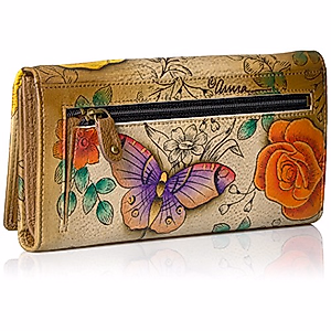 Anna by Anuschka womens Leather 1860 Wallet, trifold, Floral Paradise Tan, 4 x 7.5 US