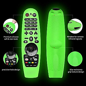 2Pcs Upgraded Protective Cover for LG AN-MR600 / LG AN-MR650 / AN-MR18BA / AN-MR19BA Remote Control Case for LG Smart TV,WQNIDE Silicone Case Anti/Drop/Slip/Scratch/Dust/Water (Blue+Glowing Green)