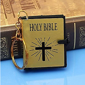 Favorict (3 Pack) Mini Bible Keychain English Holy Bible Religious Favor Christian Jesus Keychain (A)