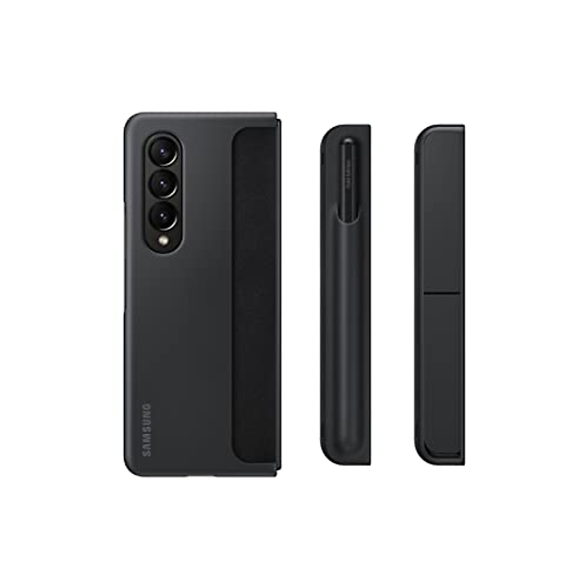 SAMSUNG Galaxy Z Fold4 Standing Cover with S Pen and S Pen Holder, Protective Phone Case with Kickstand for Hands Free Viewing, US Version, Black