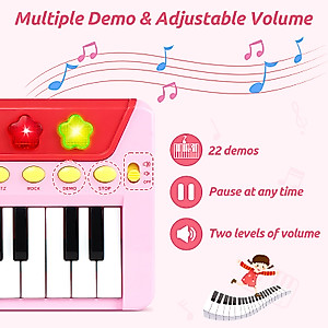 BAOLI 24 Keys Piano Keyboard for Kids, Multifunctional Portable Electronic Piano Educational Musical Instrument Toys, Birthday Gifts for Beginner Children Toddler Boys Girls Age 3-5