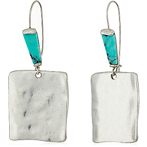 Robert Lee Morris Soho Womens Square Turquoise Stone Dangle Earrings, Turquoise/Silver 5
