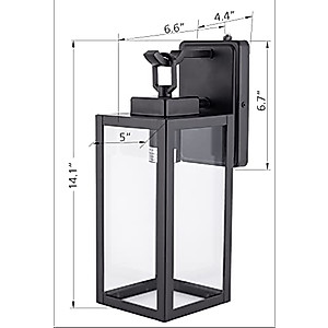 YoonLIT SMARTLIFE Dusk to Dawn Outdoor Wall Lantern, Wall Sconce as Porch Light Fixtures, Anti-Rust Galvanized Housing Plus Clear Glass, Bulb NOT Included, Black, 2-Pack