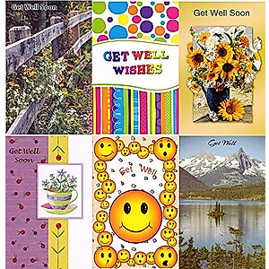 Assorted Get Well Greeting Cards in a Bulk 12 Pack