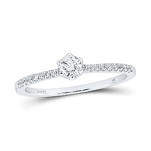 The Diamond Deal 14kt White Gold Round Diamond Solitaire Bridal Wedding Engagement Ring 1/3 Cttw
