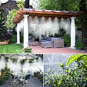 DreiWasser Misters for Outside Patio 59ft, DIY Mister System for Cooling Outdoor + 19 Brass Mist Nozzles + 1 Brass Adapter (3/4"), Misting Cooling System for Backyard Porch Deck
