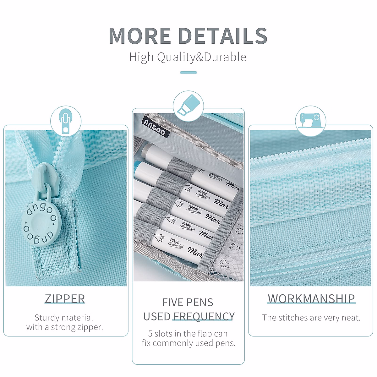 HVOMO Pencil Case Large Capacity Pencil Pouch Handheld Pen Bag Cosmetic Gift for Office School Teen Girl Boy Men Women Adult (Blue)