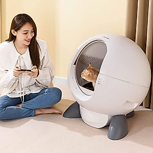 TOMYEUS Cat Box Smart Cat Toilet Automatic Cat Litter Box Semi-Enclosed Feces Shovel Electric UV Disinfection Cat Litter Tray with High Sides No Litter Spill Removable High Rim Cat Furniture