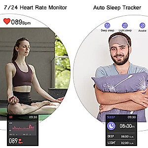 Popglory Smart Watch, Smartwatch with Blood Pressure, Blood Oxygen Monitor, Fitness Tracker with Heart Rate Monitor, Full Touch Fitness Watch for Android & iOS for Men Women