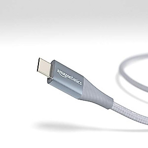 Amazon Basics Aluminum Braided 100W USB-C to USB-C 2.0 Cable with Power Delivery - 6-Foot, Gray