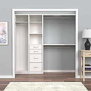 ClosetMaid 6105140 SpaceCreations 52" - 87" Wood Closet Organizer Kit, Classic White