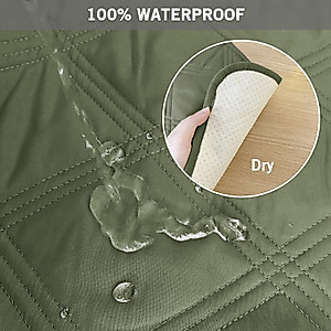 CHHKON Recliner Chair Covers Waterproof with Anti-Skip Furniture Protector Sofa Slipcover for Children, Sofa Covers for Dogs (Green, 23'')