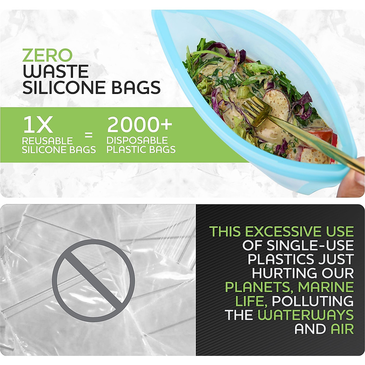 Zip Standing Reusable Silicone Food Storage Bag, Stand Up Food Storage Container, Reusable Zipper seal bag, no lid required, for Food Storage& Meal Prep, Freezer Oven Dishwasher - Safe, Set of 6 Bowls