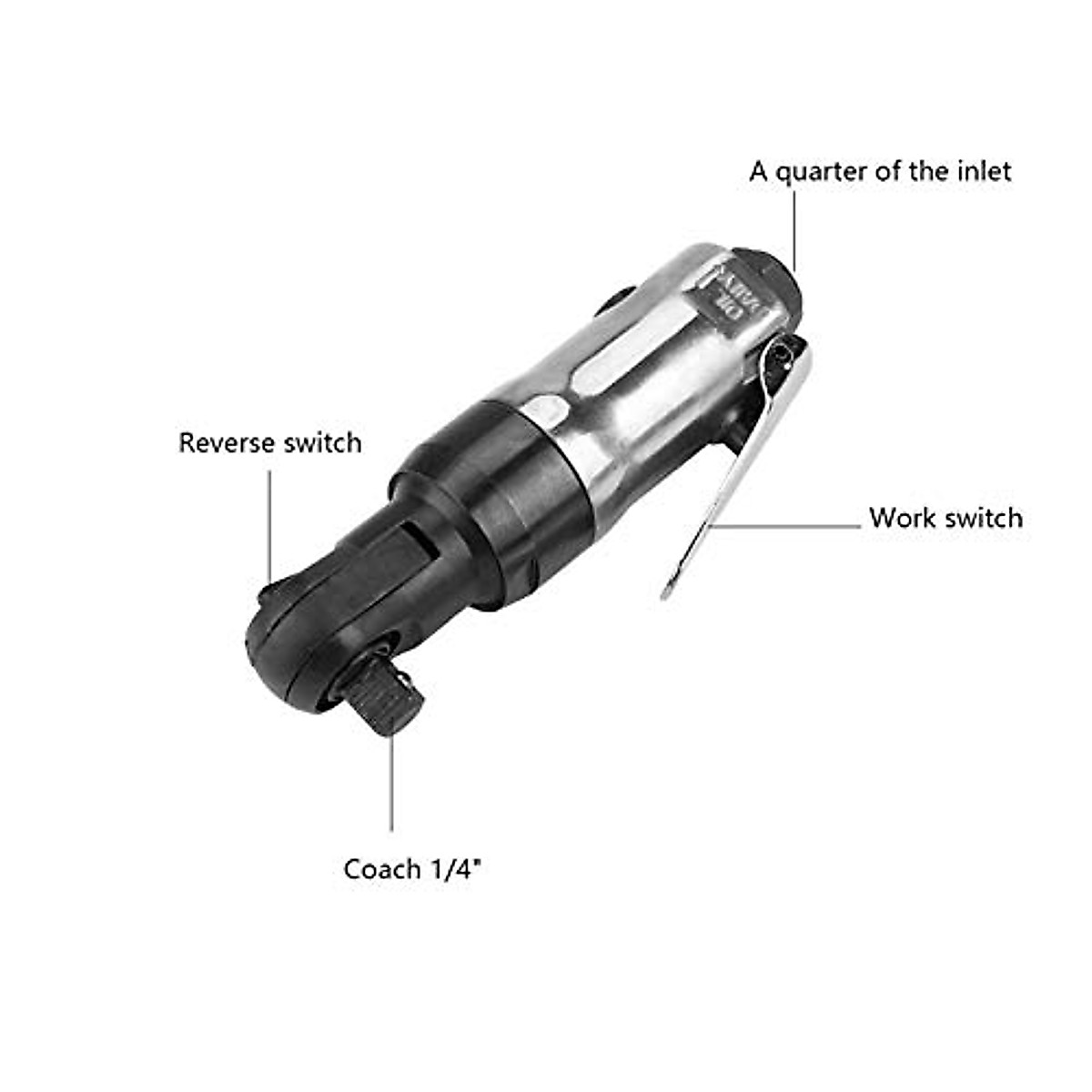 Jadeshay Air Ratchet Wrench, 1/4" Square Drive Straight Shank Pneumatic Ratchet Wrench Professional Tool for Shipbuilding, Machinery Manufacturing and Automobile Industry