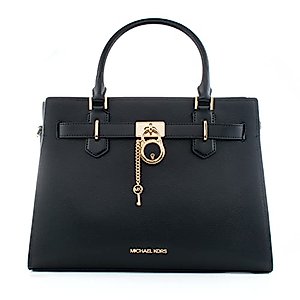 Michael Kors Hamilton Legacy Large Leather Belted Satchel (Black)