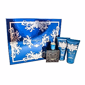 Versace EROS Gift Set for Men 1.7 oz EDT + 1.7 oz Shower Gel + 1.7 oz Aftershave Balm, Combo