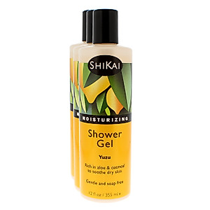 ShiKai Daily Moisturizing Shower Gel (Yuzu, 12oz, Pack of 3) | Gentle Formula | Aloe Vera & Oatmeal for Soft, Healthy Skin | Dry Skin Relief
