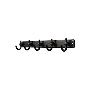 FantasHome 15" Wall Mounted Metal Hook Rack with 5 Hooks - Black
