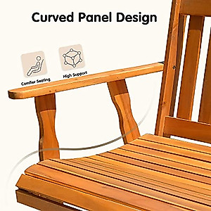 MCombo Patio Wood Garden Bench 2-Seat,Outdoor Acacia Loveseat Furniture, All-Weather Bench with Backrest and Armrest for Deck Porch Balcony Backyard, 260 lbs Capacity 6083-BC01-WD