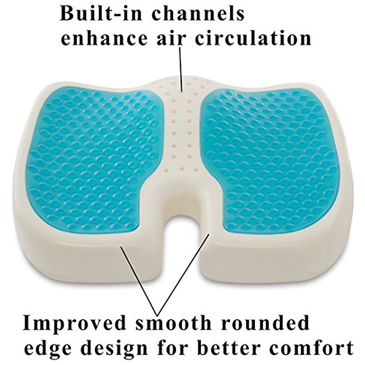 TravelMate Gel-Enhanced Memory Foam Seat Cushion – Perfect for Office Chair & Car Seat Cushion – Helps Relief from Tailbone Pain – Reduce Pressure on Coccyx & Hip – Non-Slip Washable Cover