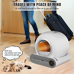 (2024) DuckSky Self Cleaning Cat Litter Box, 65L+9L Extra Large Automatic Litter Box for Multiple Cats, Features negative ion Sterilization and Deodorization, APP Control, and Health Monitor.(White)