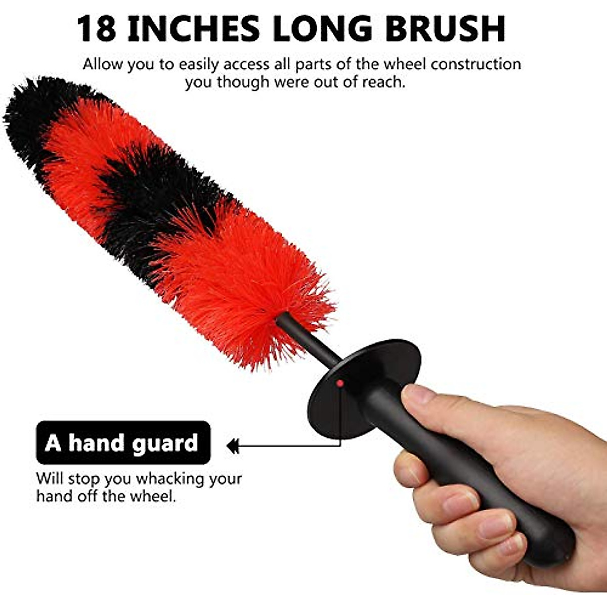 2-Pack Master Wheel Brush, Easy Reach Wheel and Rim Detailing Brush 18’’ Long Soft Bristle, Car Wheel Brush, Rim Tire Detail Brush,Multipurpose use for Wheels,Rims,Exhaust Tips,Motorcycles