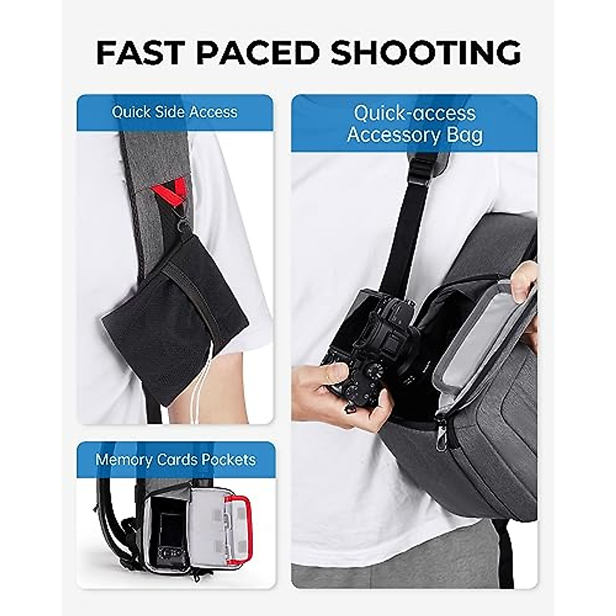 BAGSMART Camera Bag, DSLR SLR Camera Backpack Fits 13.3 Inch Laptop, Anti-theft Photography Backpacks with Rain Cover Tripod Holder, Grey