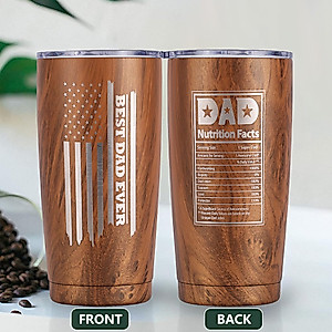 NUI LIVING 20 OZ Best Dad Ever Stainless Steel Tumbler: Unique Gift Idea for Men, Husband, Father - Christmas, Anniversary, Birthday; Eco-Friendly, Spill-Proof & Insulated for Perfect Temperature