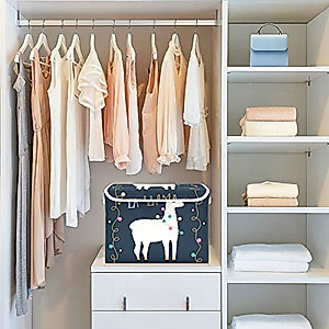 Christmas Llama Storage Bins with Lids for Organizing Lidded Home Storage Bins with Handles Oxford Cloth Storage Cube Box for Living Room