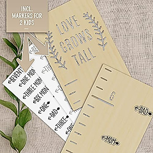 Beautiful Wooden Growth Chart for Kids - Upgraded Easy Install Version - The Perfect 6.5 ft Height Measurement Chart w Stickers to Track Your Kids Growth - Modern Boho Nursery Or Playroom Wall Decor