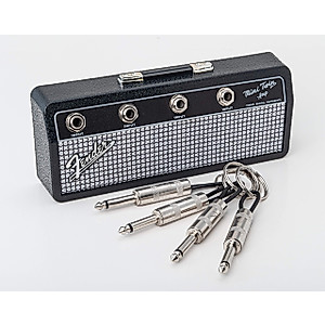 Licensed Fender Jack Rack- guitar amp key holder, includes 4 guitar plug keychains and 1 wall mounting kit. Quick and easy installation.