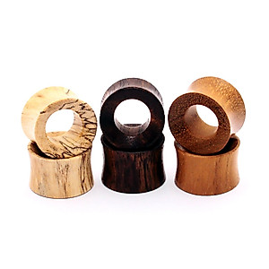 Mystic Metals Body Jewelry Set of 3 Pairs Wood Tunnels (Tamarind, Teak, Sono) (1" (25mm))