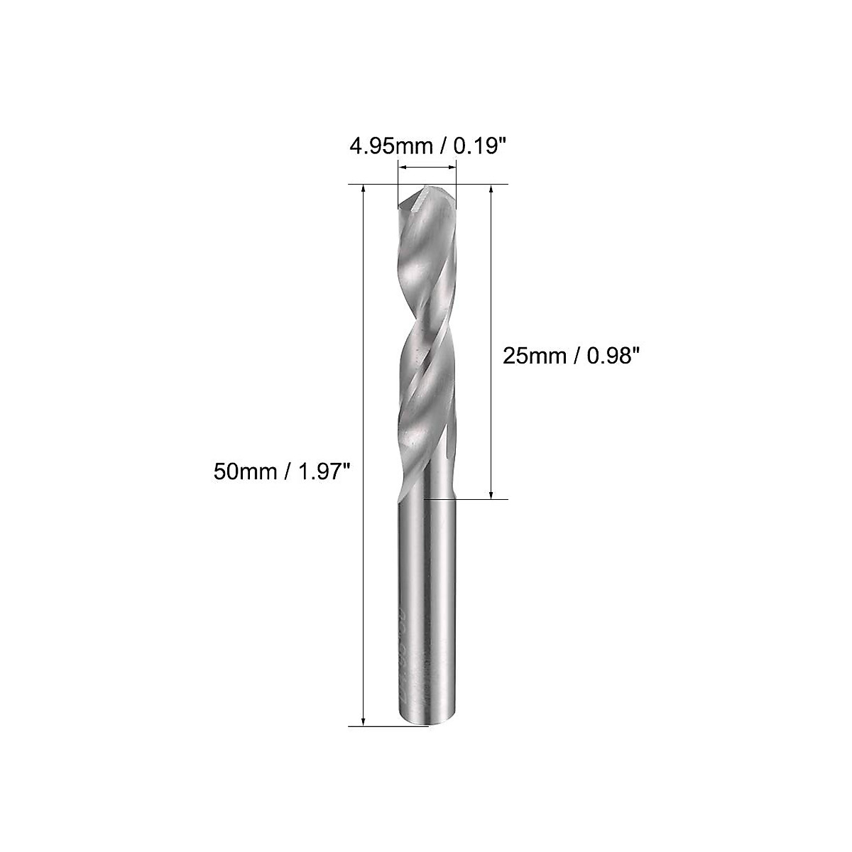 uxcell 4.95mm Solid Carbide Drill Bits Straight Shank for Stainless Steel Alloy Hard Steel, Hardened to 50 HRC, 2 Pcs