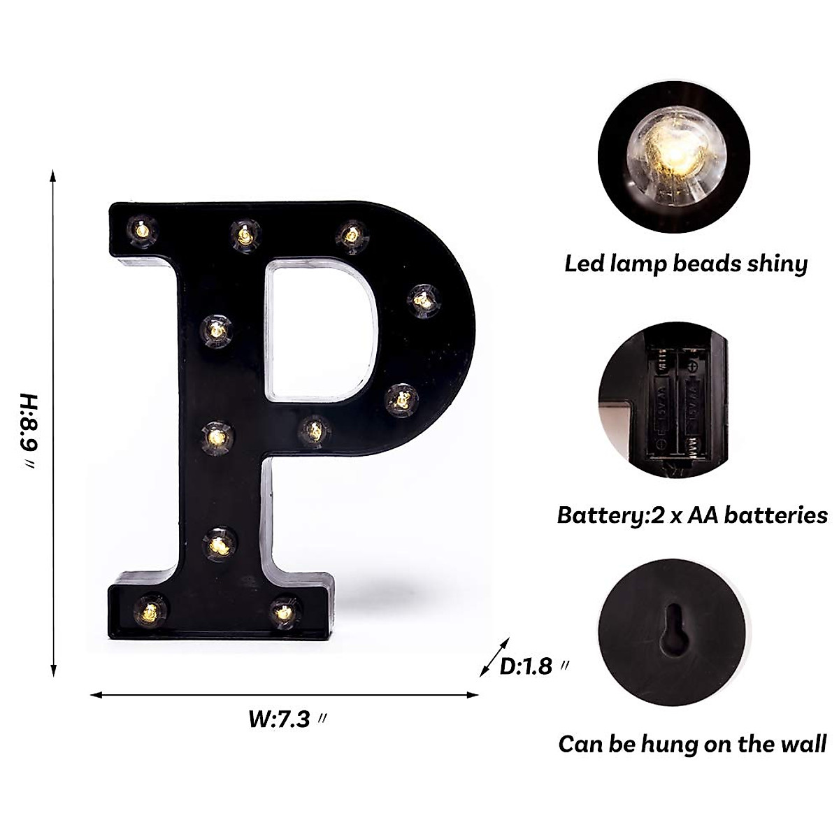 Foaky Black LED Marquee Number Lights Sign Light Up Marquee Number Lights Sign for Night Light Wedding Birthday Party Battery Powered Christmas Lamp Home Bar Decoration