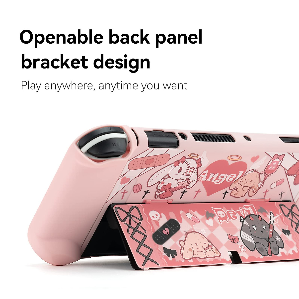 GeekShare Protective Case Slim Cover Case Compatible with Nintendo Switch OLED and Joy-Con - Shock-Absorption and Anti-Scratch - Gothic Bunny