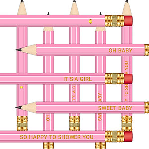 Vusnud 50 Packs - Baby Shower Sharpened Half Pencils with Erasers, Pre-sharpened Pencils for Baby Shower Games, 4 Inches