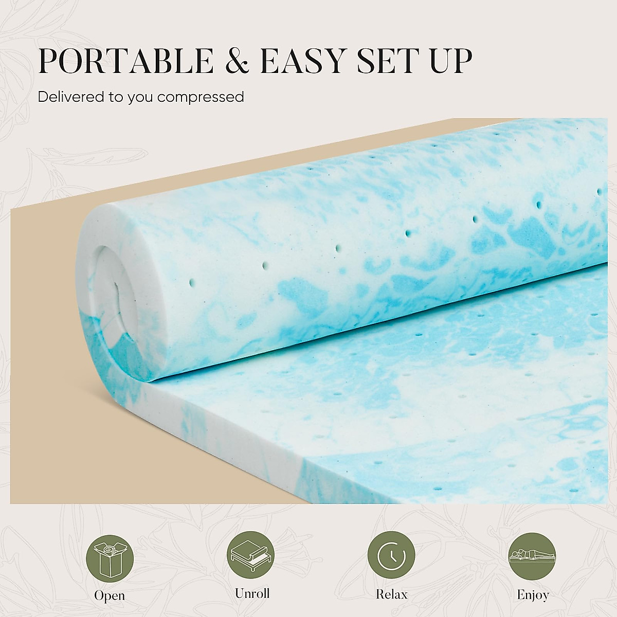 Emerspring Mattress Topper Full, 3 Inch Thick Memory Foam Gel Infused Cooling Toppers Pad for Full Size Bed, Sleeper Sofa, RV, Camper, CertiPUR US Certified, Ventilated and Breathable, Blue, Full