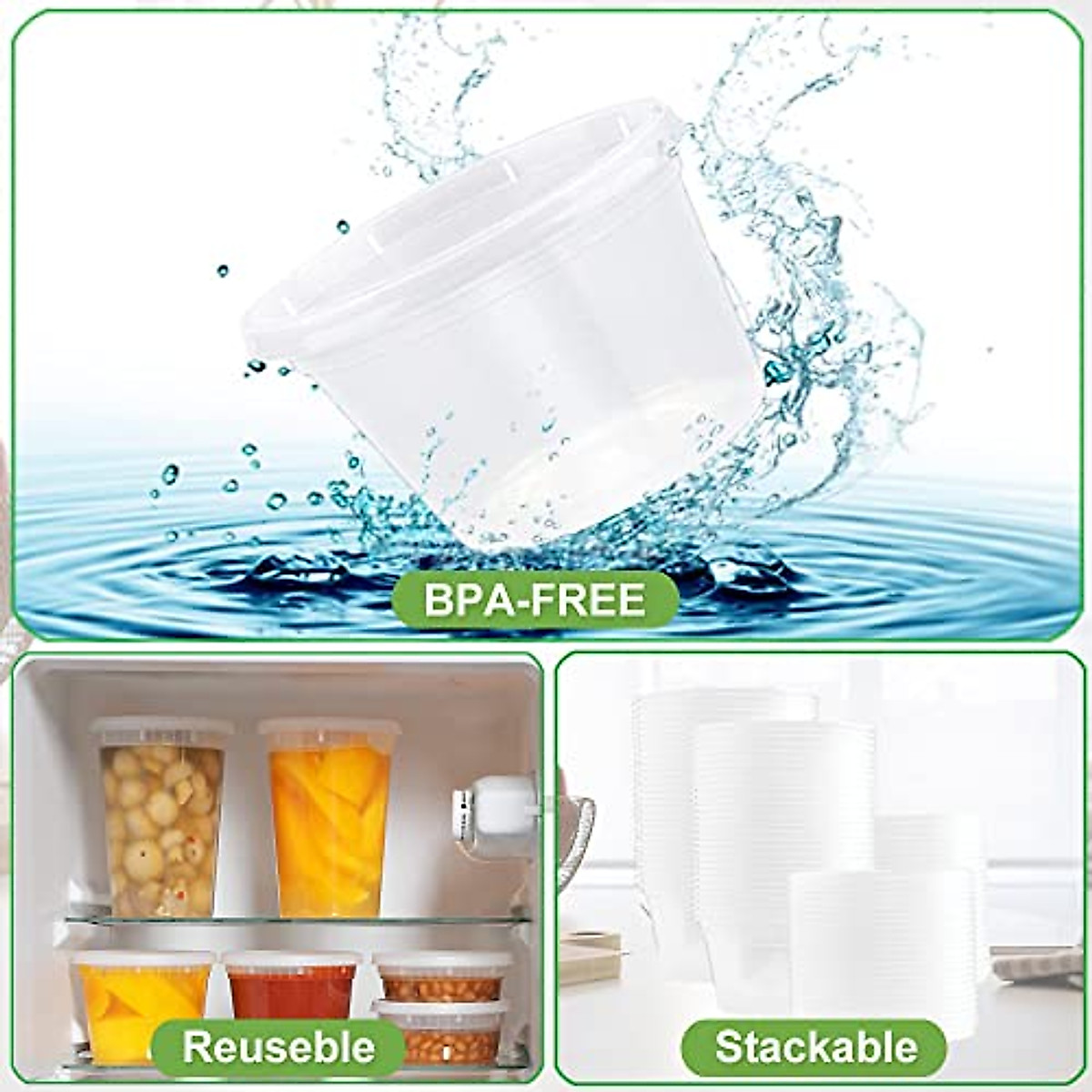 Quunoot [83 Packs, 3 Sizes] Deli Food Storage Containers with Lids - 32oz, 16oz, 8oz Deli Food Containers with Spoons and Labels, BPA Free | Leak-Proof | Microwave Dishwasher Freezer Safe