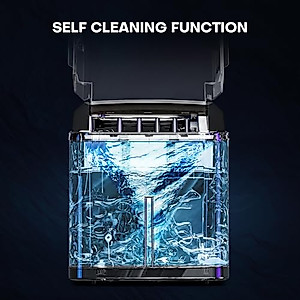 Upstreman Y90 Countertop Ice Maker, Self-Cleaning Ice Cube Maker Machine, Max 26Lbs/Day, 9 Ice Cubes Ready in 6 Mins, Portable Bullet Ice Maker for Home, Kitchen, Office, Party