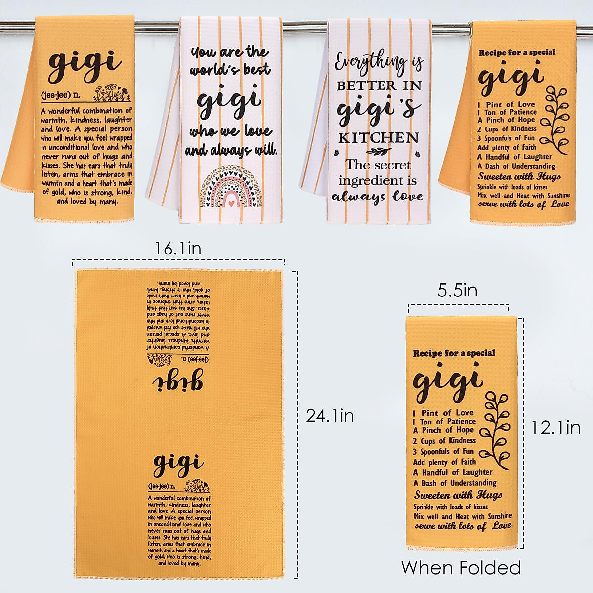 OCCdesign Gifts for Grandma - Unique Kitchen Dish Towels, 24 x 16 Inch Set of 4 for Nana, Gigi